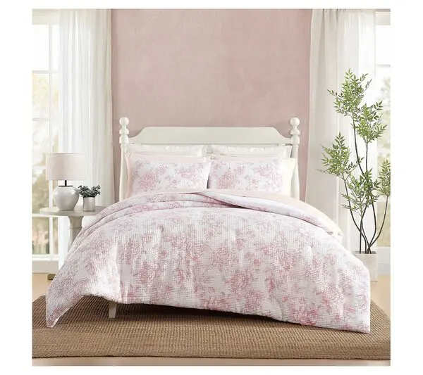 Laura Ashley Delphine Waffle F/q Comforter Sham Set