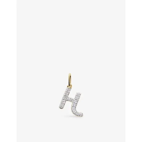 Monica Vinader H Letter Diamond Charm - Yellow Gold