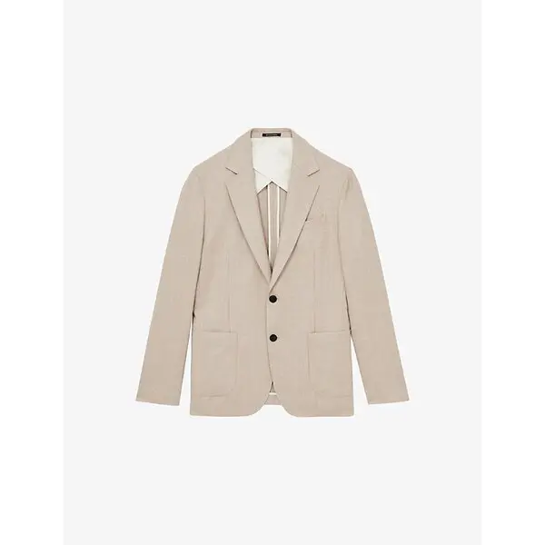 REISS Stack Single-breasted Wool-blend Blazer - Oatmeal