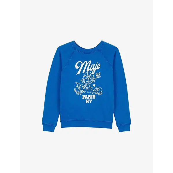 Maje Branded-print Cotton-blend Sweatshirt