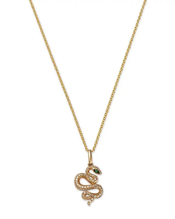 Bloomingdale'S Tsavorite & Diamond Snake Pendant Necklace