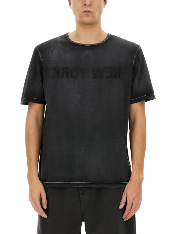 ★HELMUT LANG★ Garment Dyed New York Short Sleeve T-Shirt B Helmut Lang Garment-Dyed New York