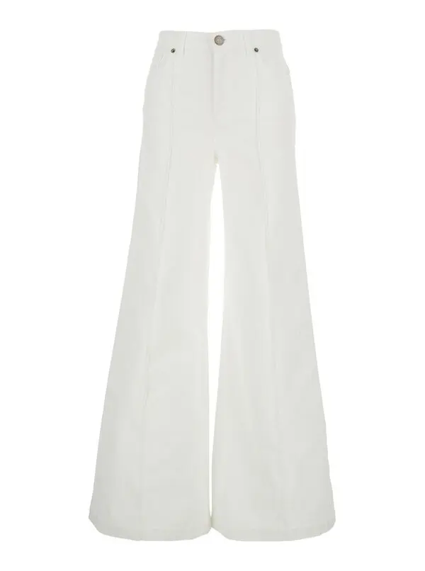 TWINSET Cotton Wide Leg Pants With Logo - White