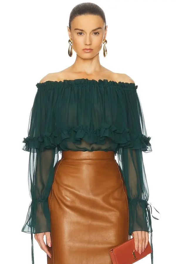 Saint Laurent Sheer Off The Shoulder Blouse