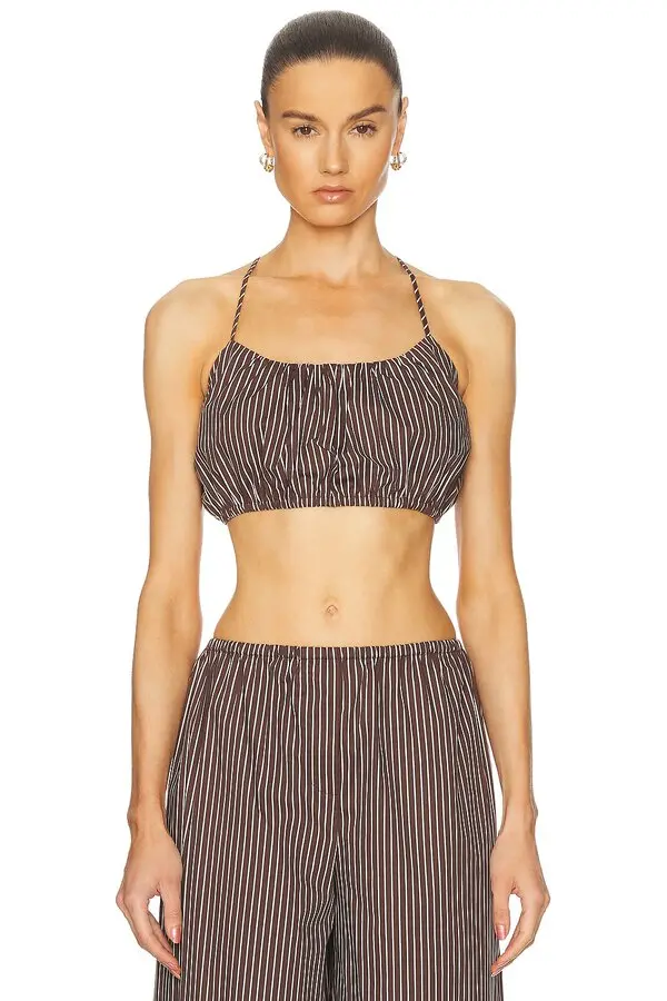Staud Hammock Top - Dark Oak Micro Stripe