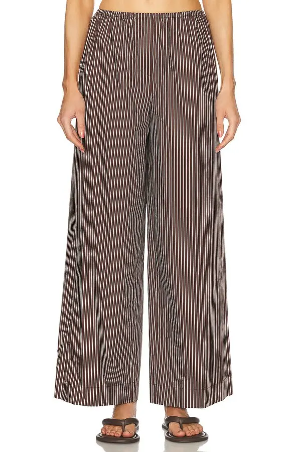 Staud Bonfire Pant - Dark Oak Micro Stripe