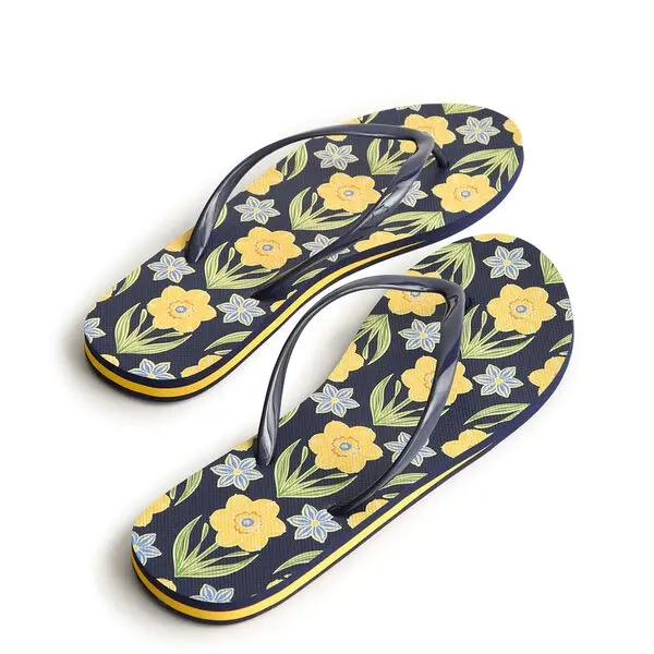 VERA BRADLEY Daffodils Flip Flops - Blue/yellow