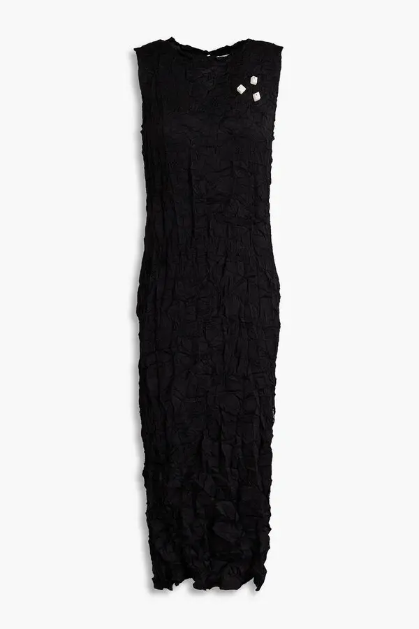 JW Anderson Embellished Crinkled Satin Midi Dress