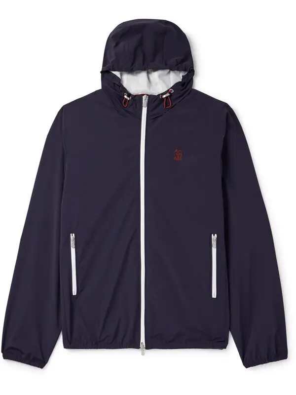Brunello Cucinelli Logo-embroidered Tech-shell Hooded Jacket