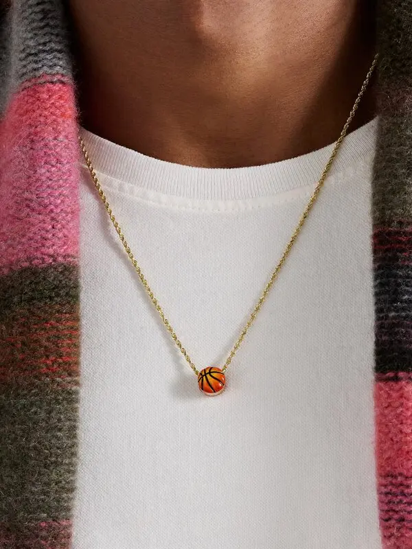 GREG YUNA 14-karat White Gold And Enamel Basketball Pendant