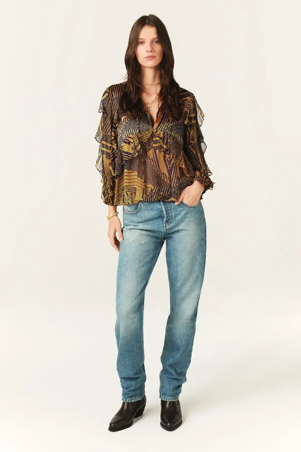Ba&sh Angela Ruffled Blouse - Yellow