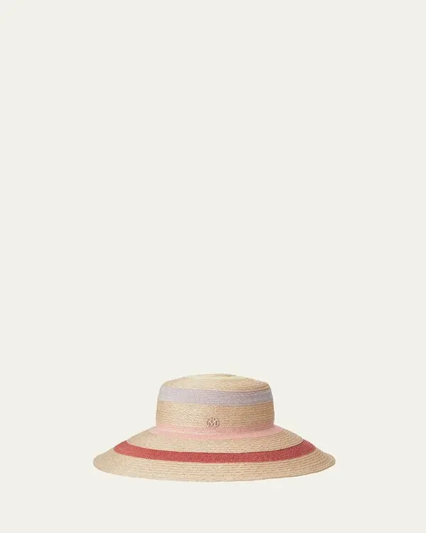 MAISON MICHEL Rena Striped Straw Bucket Hat