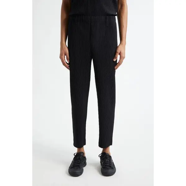 Issey Miyake Basics Pleated Straight Leg Pants - Black
