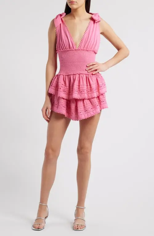 LoveShackFancy Soira Smocked Tiered Minidress