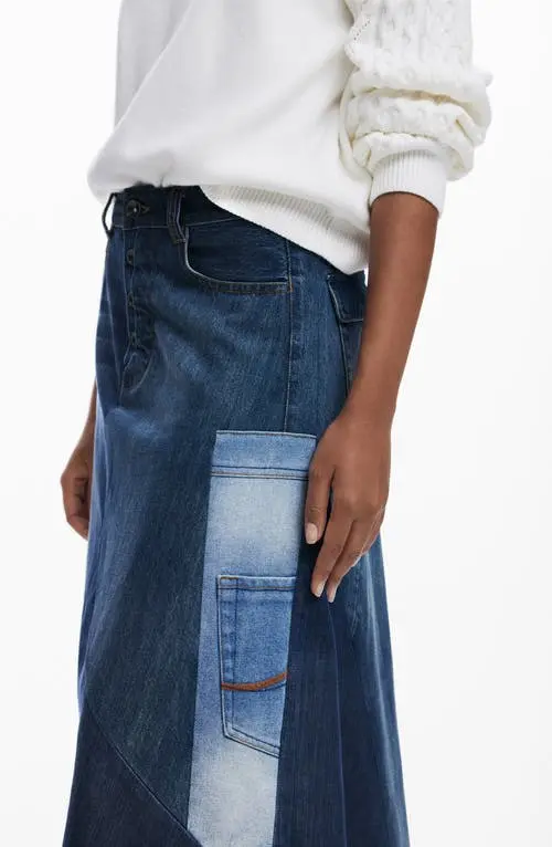 Desigual Patchwork Denim Skirt