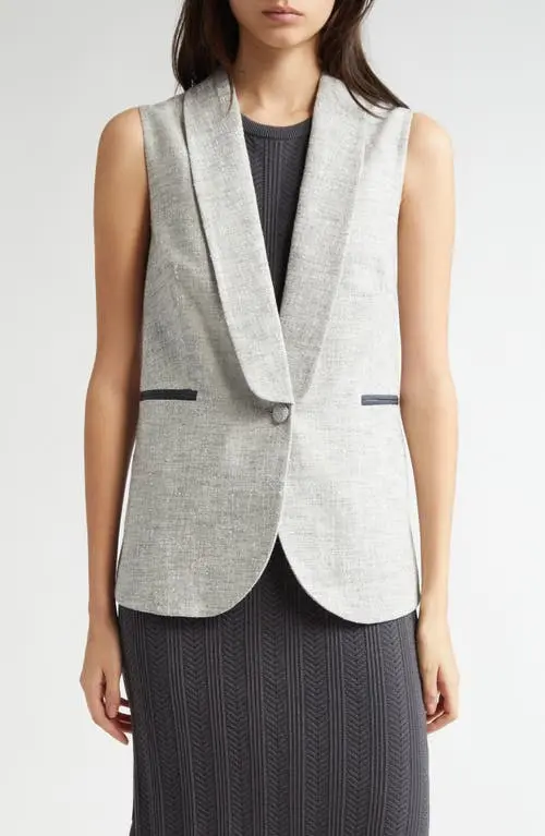 Eleventy Shawl Collar Vest - Light Melange Grey