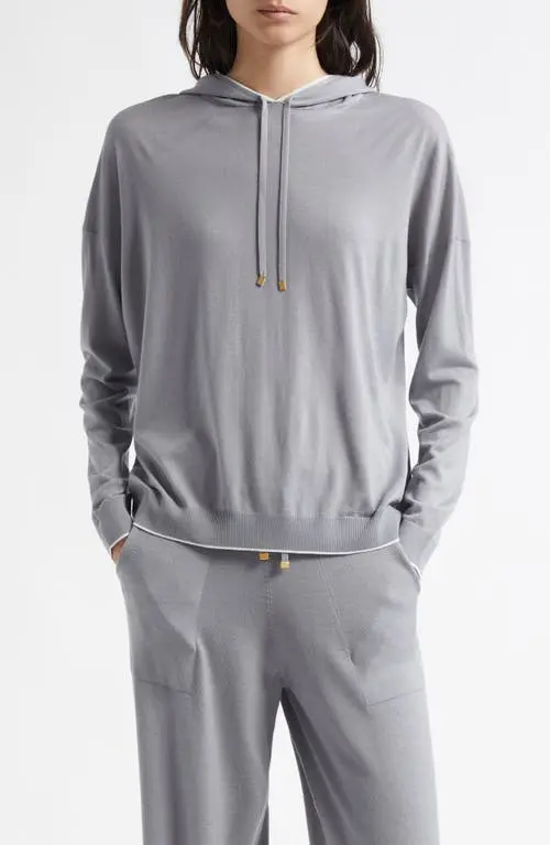 Eleventy Merino Wool Hoodie - Dust And White