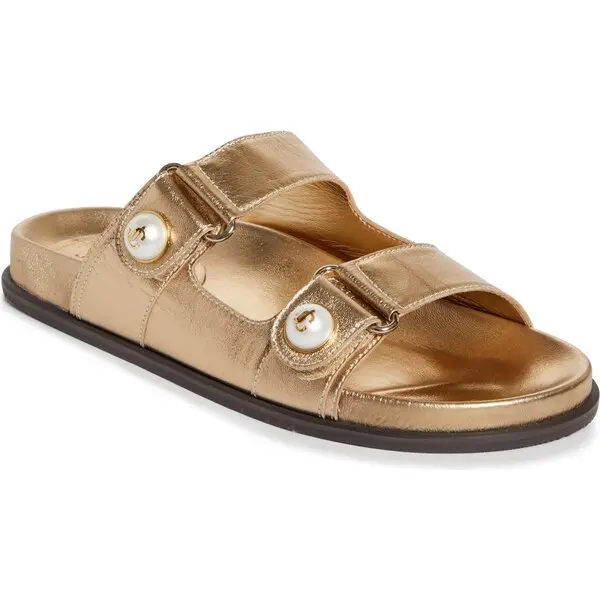 JIMMY CHOO Fayence Slide Sandal - Gold