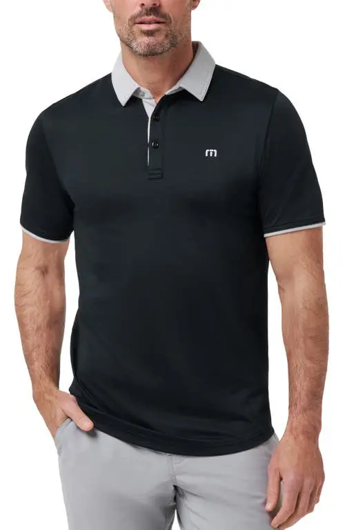 Travis Mathew Deep Start Polo - Black/ Heather Light Grey