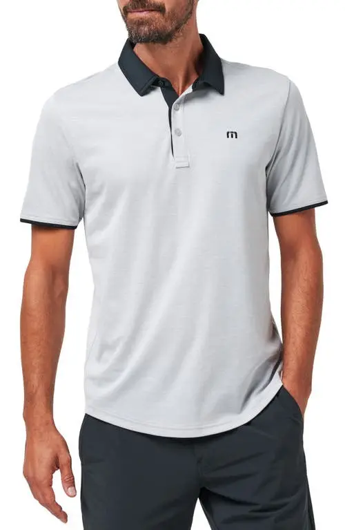 Travis Mathew Deep Start Polo - Heather Light Grey/ Black