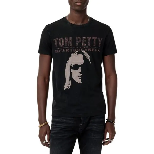John Varvatos Tom Petty Appliqué Organic Cotton Graphic T-shirt - Black