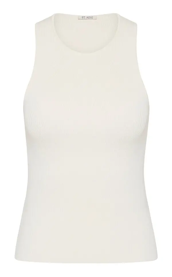 ST. AGNI Sculpted Knit Tank Top - Off-white