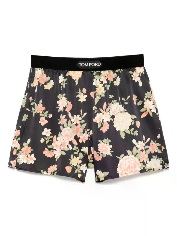 TOM FORD Floral-print Shorts - Black