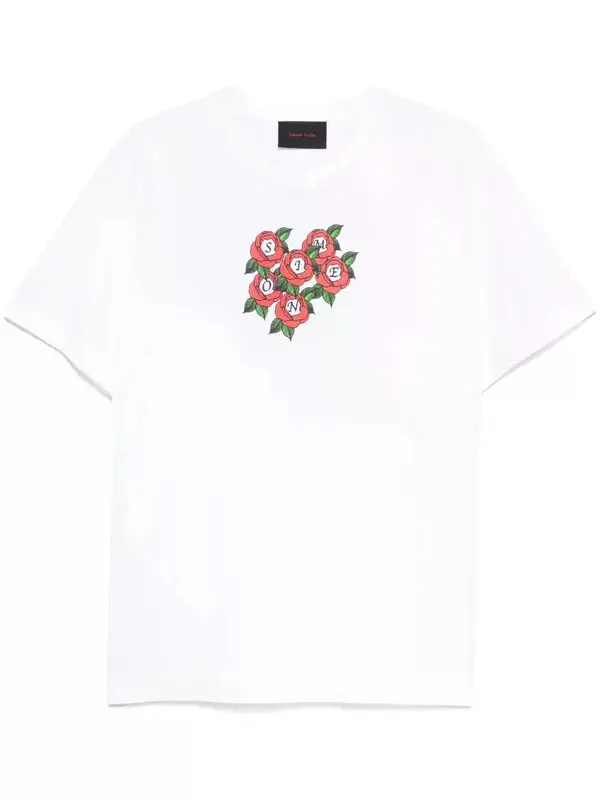 Simone Rocha Rose-print T-shirt - White