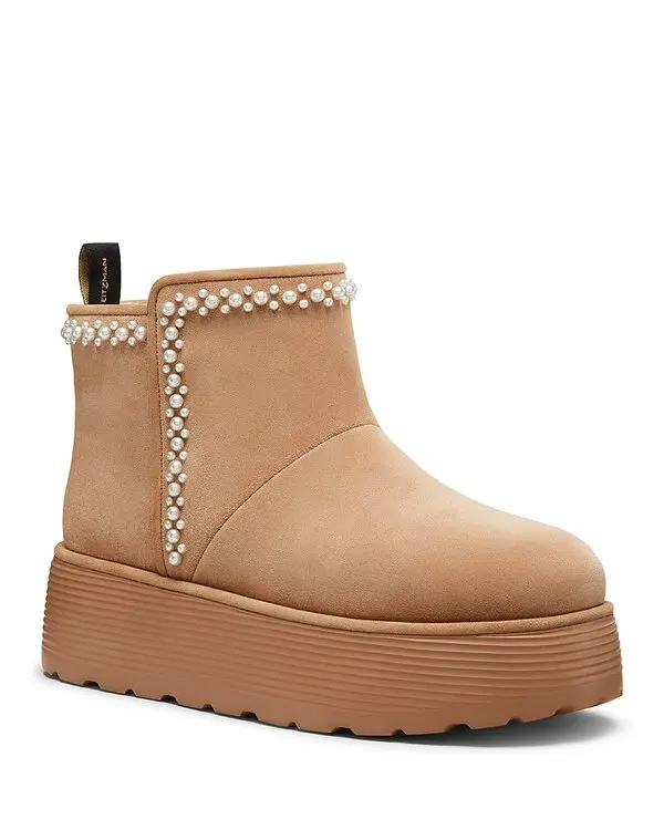 STUART WEITZMAN Nellie Pearl Flatform Boots - New Camel