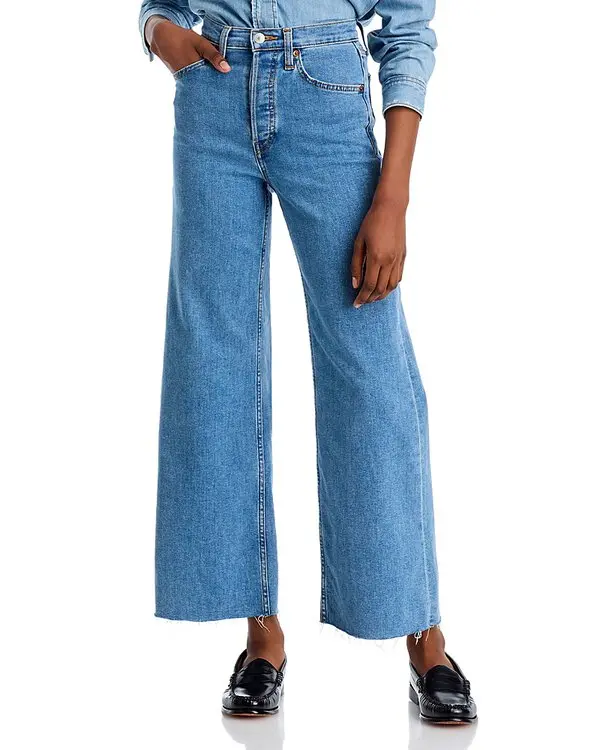 RE/DONE High Rise Cropped Wide Leg Jeans