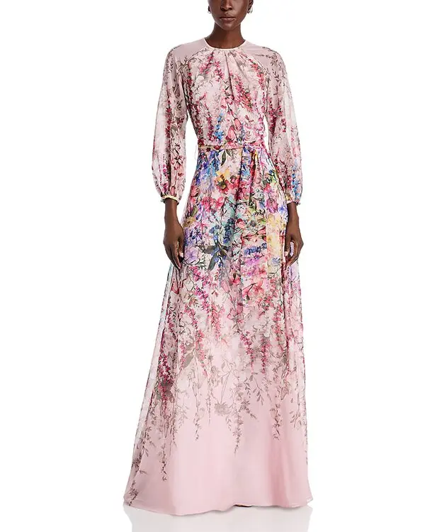Rickie Freeman For Teri Jon Floral Print A-line Dress - Pink Multi