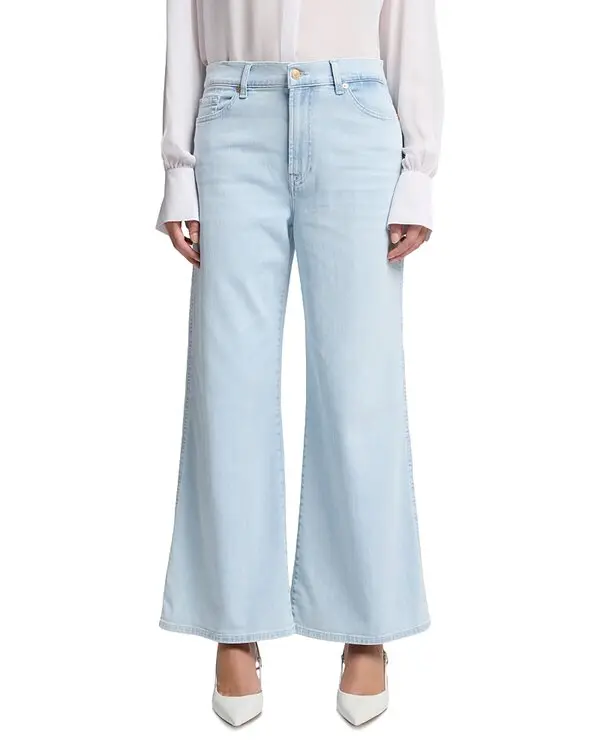 7 For All Mankind Lotta Cropped High-rise Wide-leg Jeans - Malibu Sky