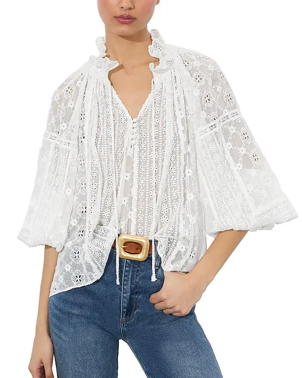 Alice + Olivia Noah Eyelet Blouse - Off White