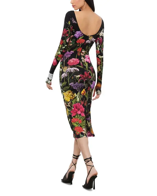 Alice + Olivia Delora Midi Dress - Floral Black