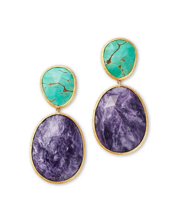 Marco Bicego 18k Yellow Gold Lunaria Drop Earrings - Charoite/turquoise