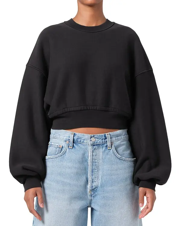 AGOLDE Kit Shrunken Crewneck Sweater - Washed Black