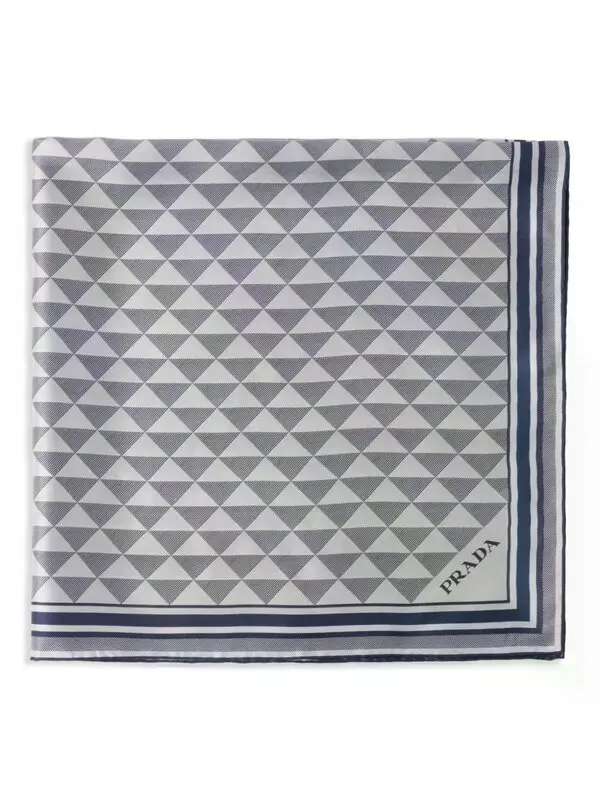 Prada Printed Silk Scarf - Blue