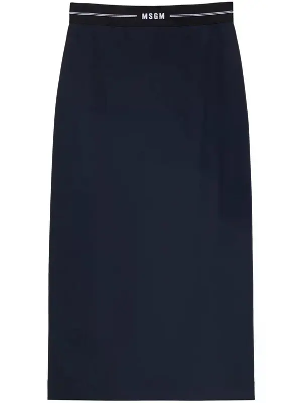 MSGM Logo-waistband Midi Skirt - Blue