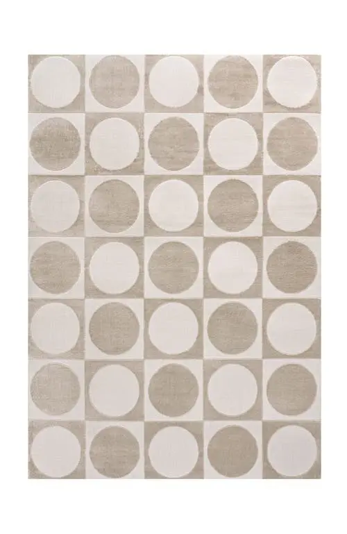 JONATHAN Y Helena Modern Geometric Circles In Squares High-low Area Rug - Beige/cream