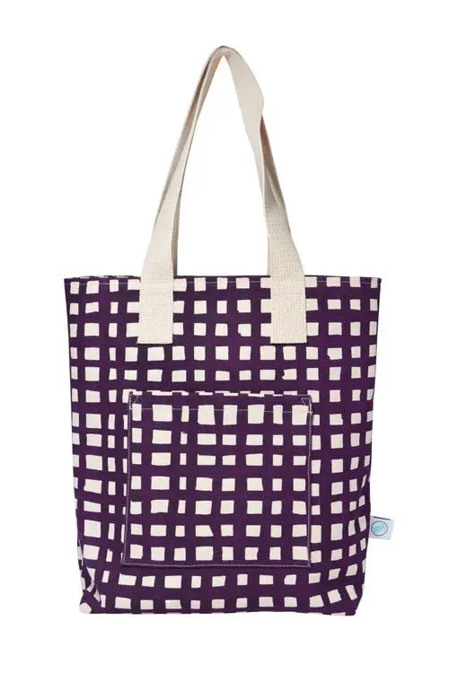 DANCE HAPPY Grid Carry All Tote Bag - Italian Plum