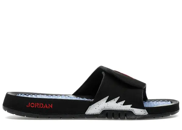 JORDAN Hydro 5 Metallic Slide - Black/fire Red/metallic Silver