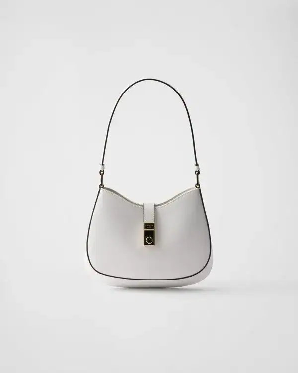 Prada Cleo Brushed Leather Shoulder Bag - White | Editorialist