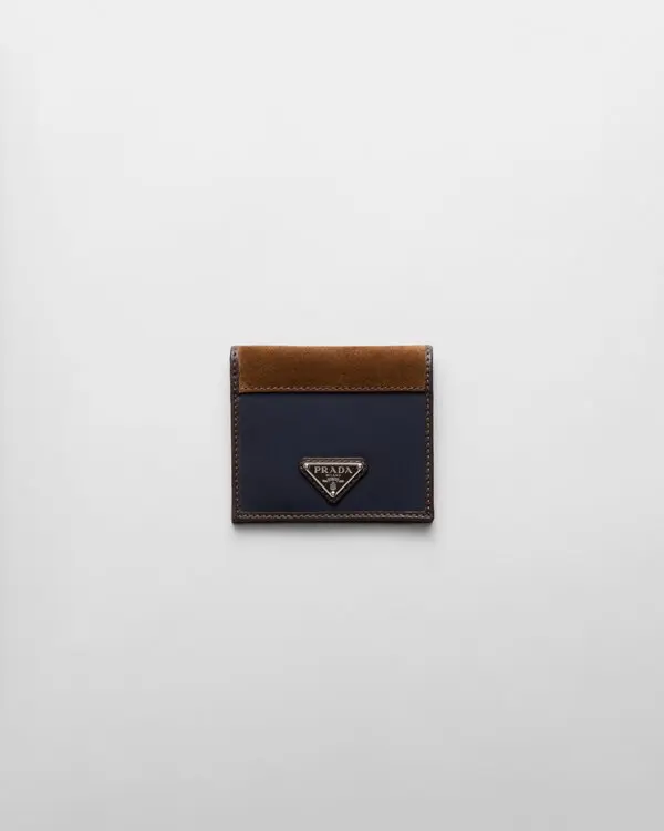 Prada Re-nylon And Leather Wallet - Blue/coffee