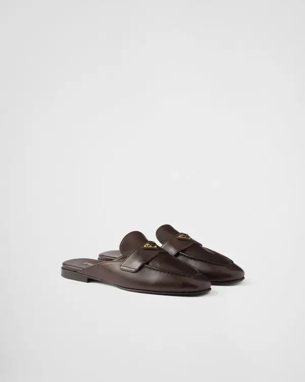 Prada Leather Slippers - Dark Brown