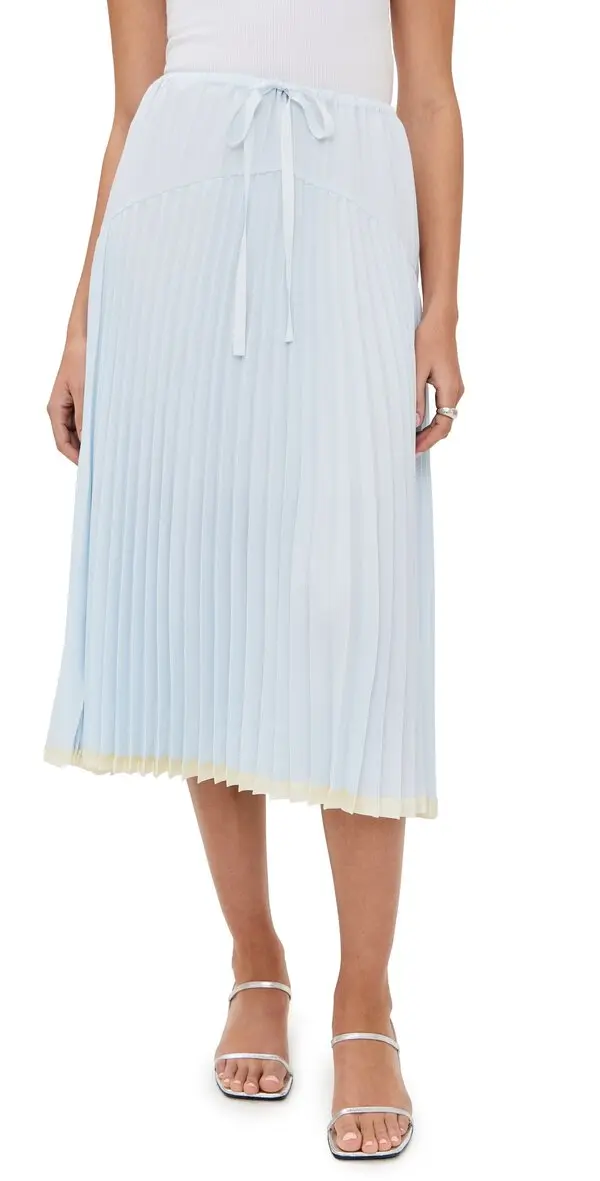Vince Pleated Tiered Midi Skirt - Sky Mist