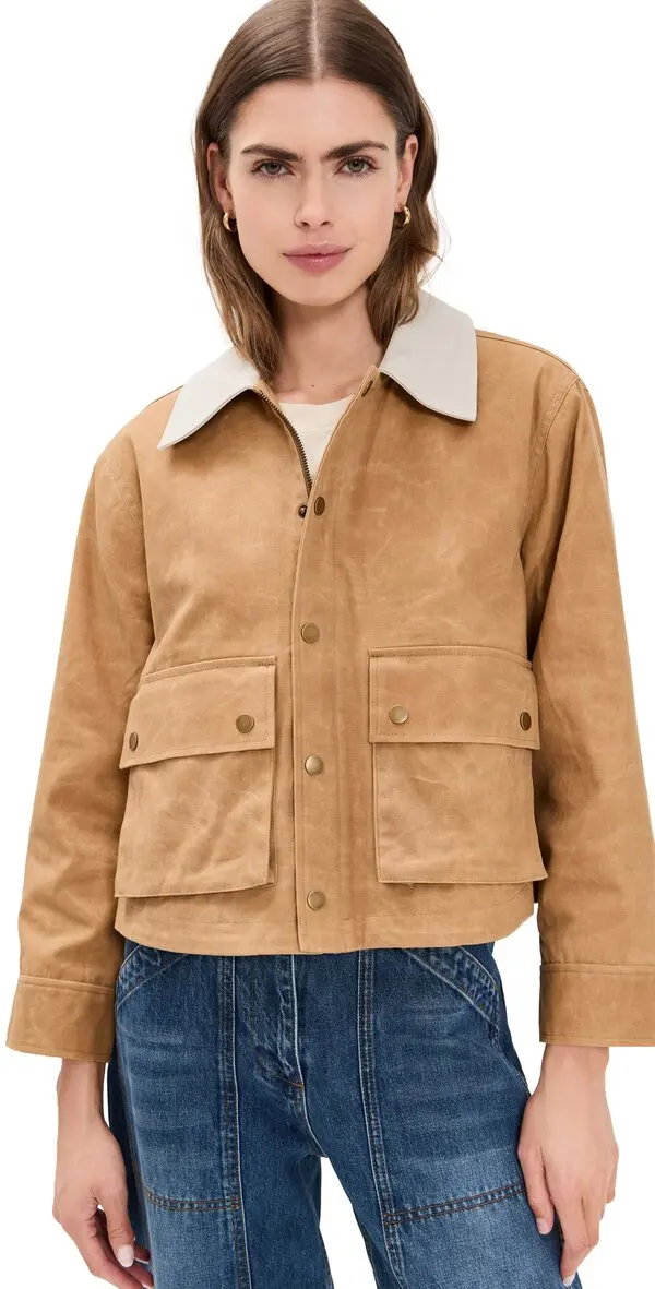 The Great. The Waxed Swingy Jacket - Walnut