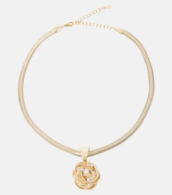 Magda Butrym Floral Crystal-embellished Pendant Necklace - Gold