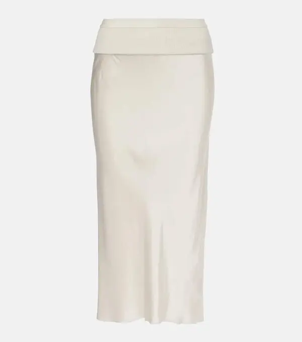 Rick Owens Satin Midi Skirt - White