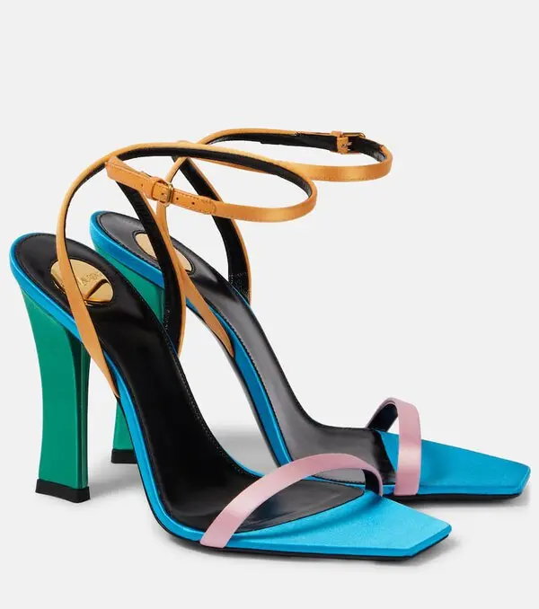 Saint Laurent Dominique 110 Crêpe Satin Sandals - Multicoloured