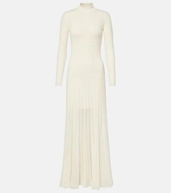 Isabel Marant Gisole Pointelle Turtleneck Maxi Dress - White